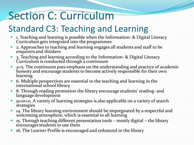 School library in IB standards and practices | PPT