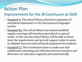 School library in IB standards and practices | PPT