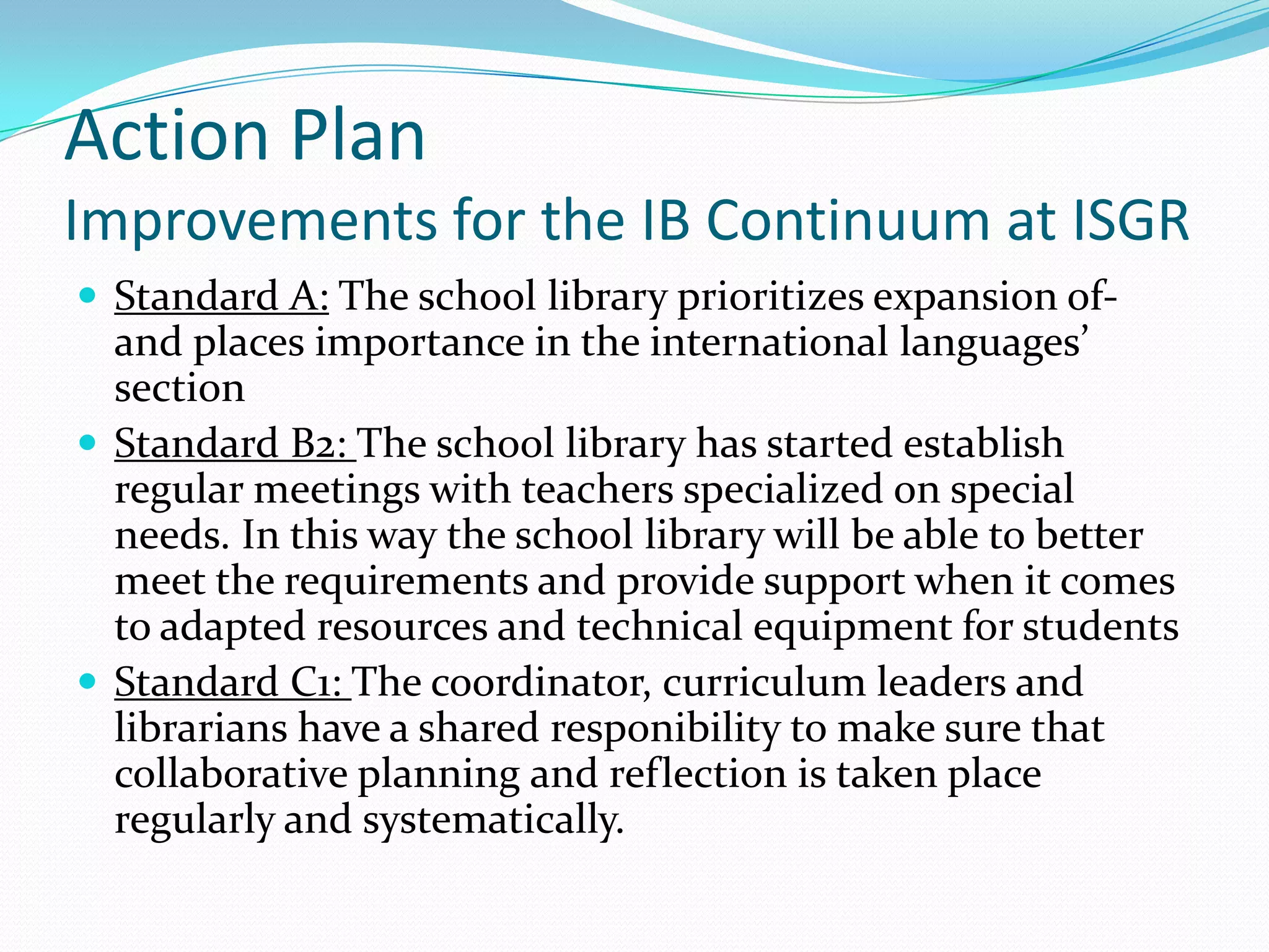 School library in ib standards and practices | PPTX