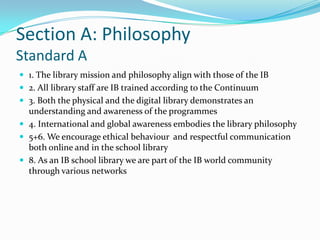 School library in ib standards and practices | PPTX