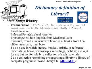 What is a School Library Media Program? | PPTX