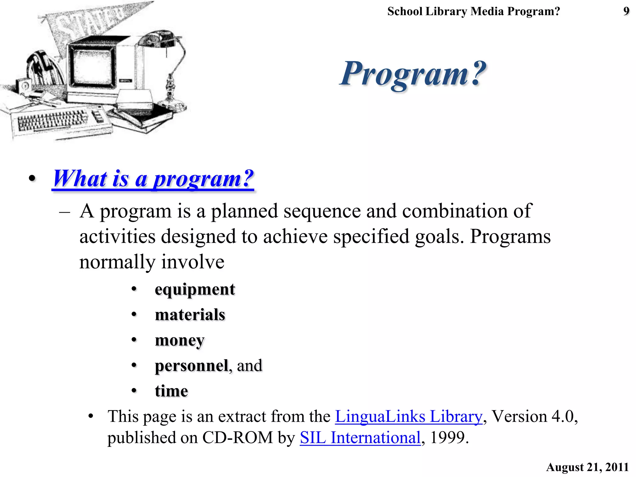What is a school library media program, or is it a school library ...
