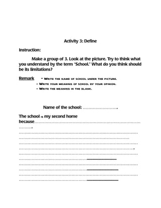 Unit: Myself Topic : School life | DOC