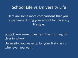 School life vs university life | PPT
