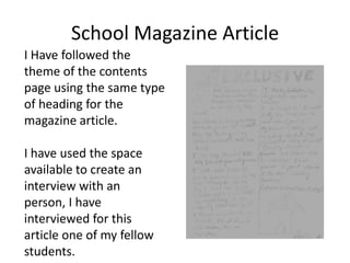 School magazine: Contents and Article Drafts | PPTX