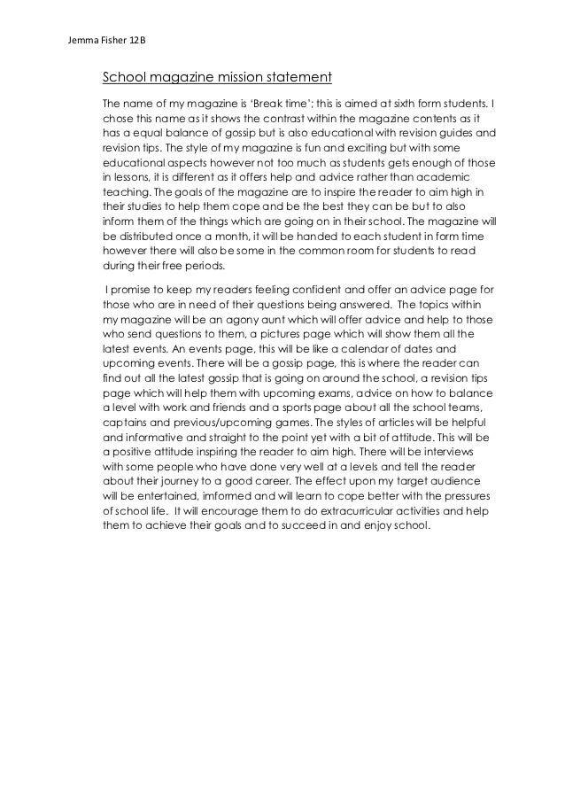 Magazine Mission Statement