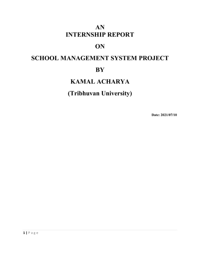 School management system project report.pdf | Databases | Computer Software and Applications