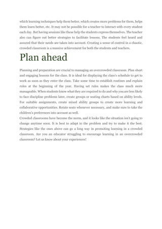 How to promote learning and manage an overcrowded classroom? | PDF