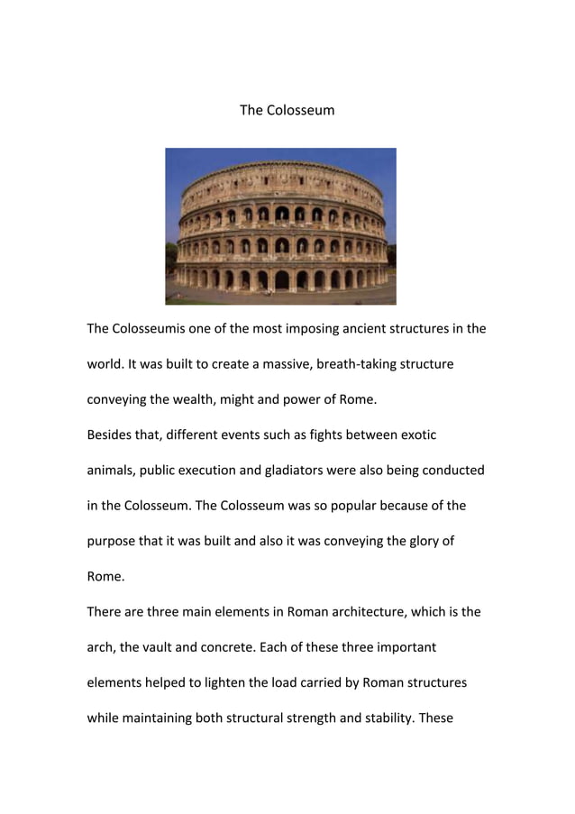 The Colosseum | DOCX | Historic Site and Landmark Tours | Attractions