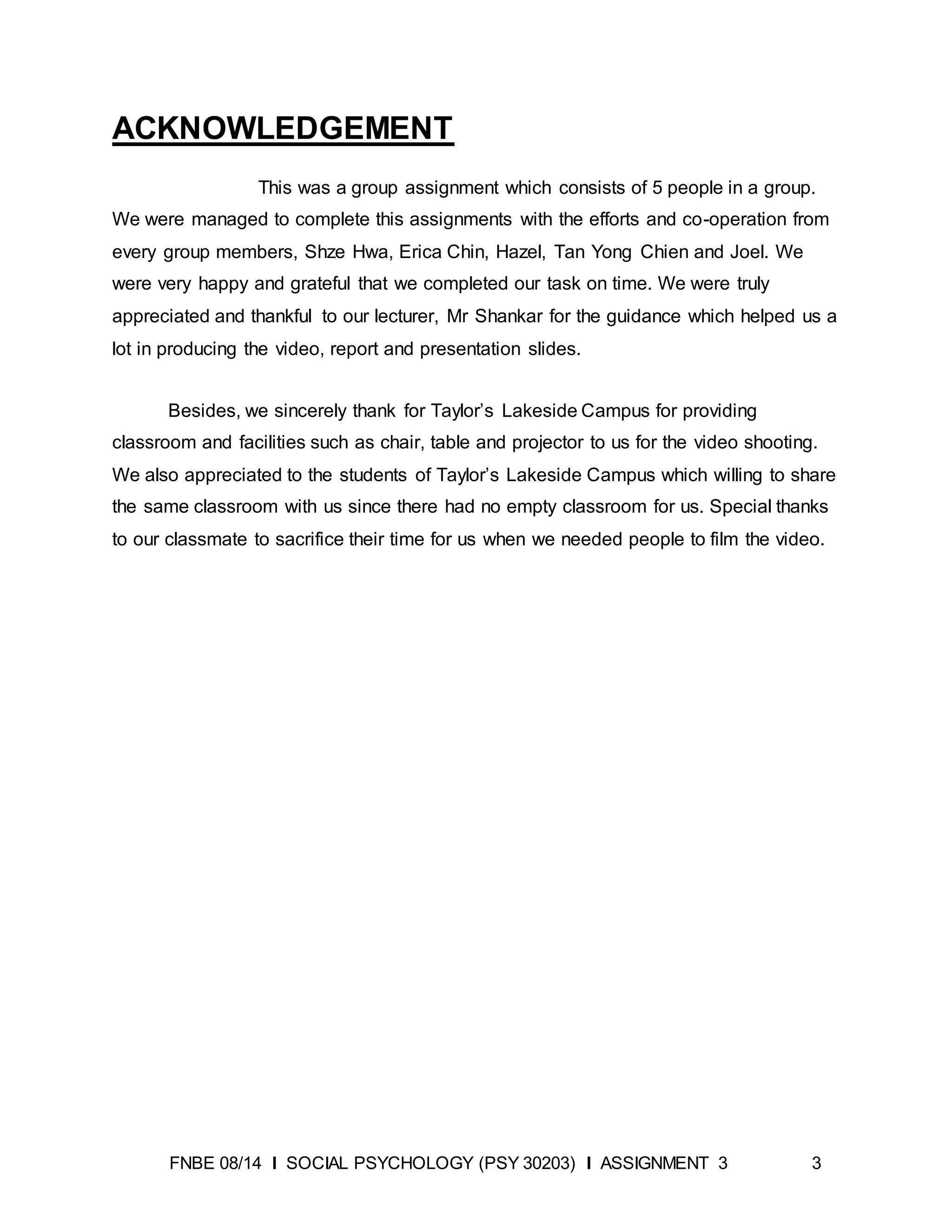 Social Psychology Project 3- Report Writing | DOCX