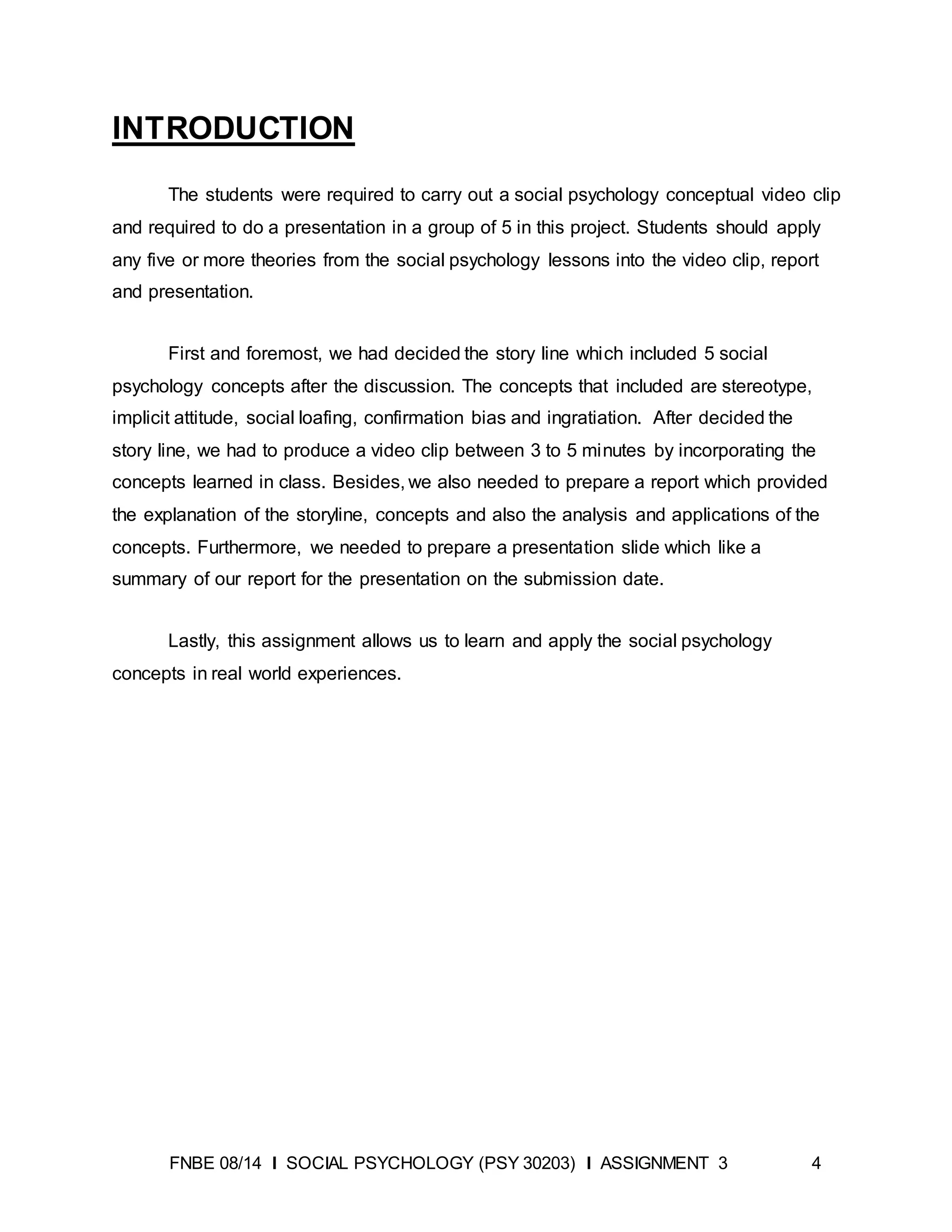 Social Psychology Project 3- Report Writing | DOCX