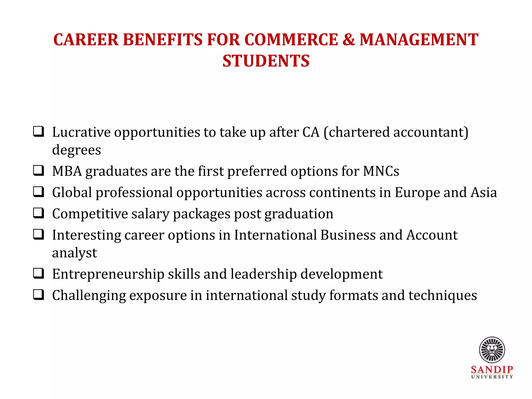 School of commerce and management studies at Sandip University | PPTX