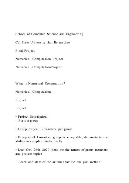 School of Computer Science and EngineeringCal State Univer | PDF