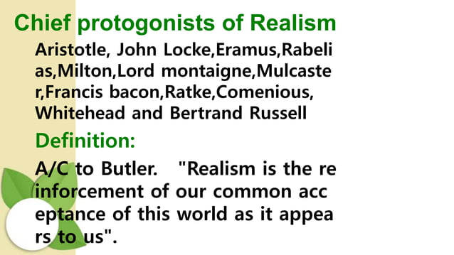 School of philosophy realism | PPTX | Physics | Science