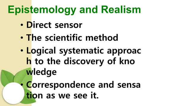 School of philosophy realism | PPTX | Physics | Science