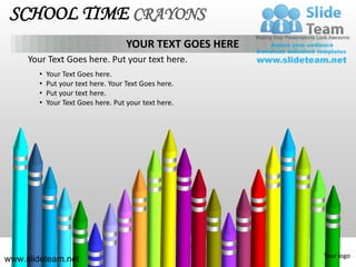 School pencils colorful children time crayons powerpoint ppt slides. | PPT