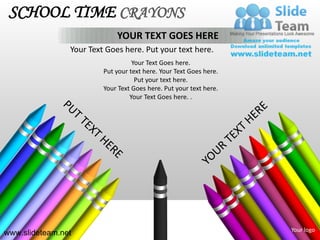 School pencils colorful children time crayons powerpoint ppt slides. | PPT