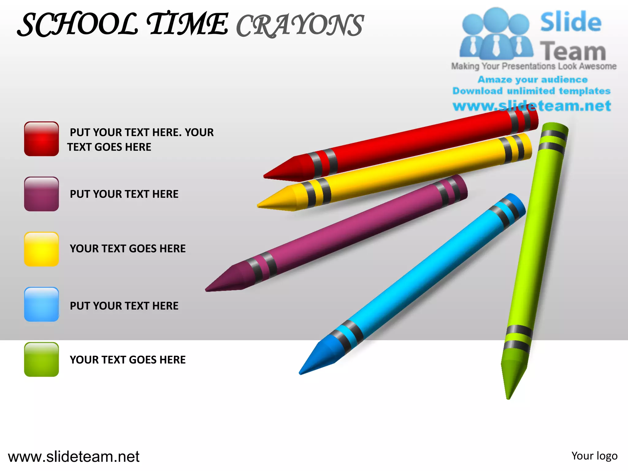 School pencils colorful children time crayons powerpoint ppt templates ...