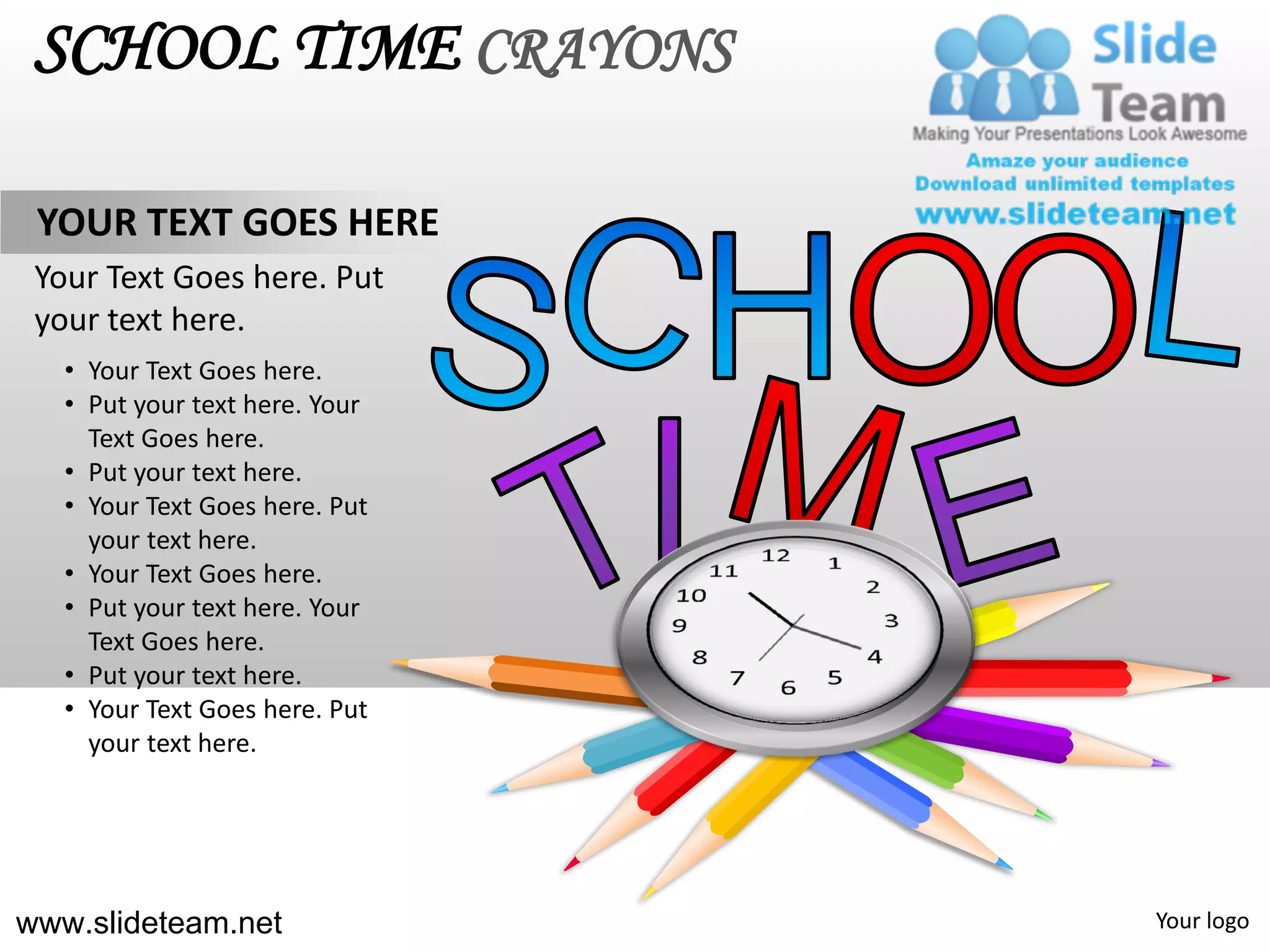 School pencils colorful children time crayons powerpoint ppt templates ...