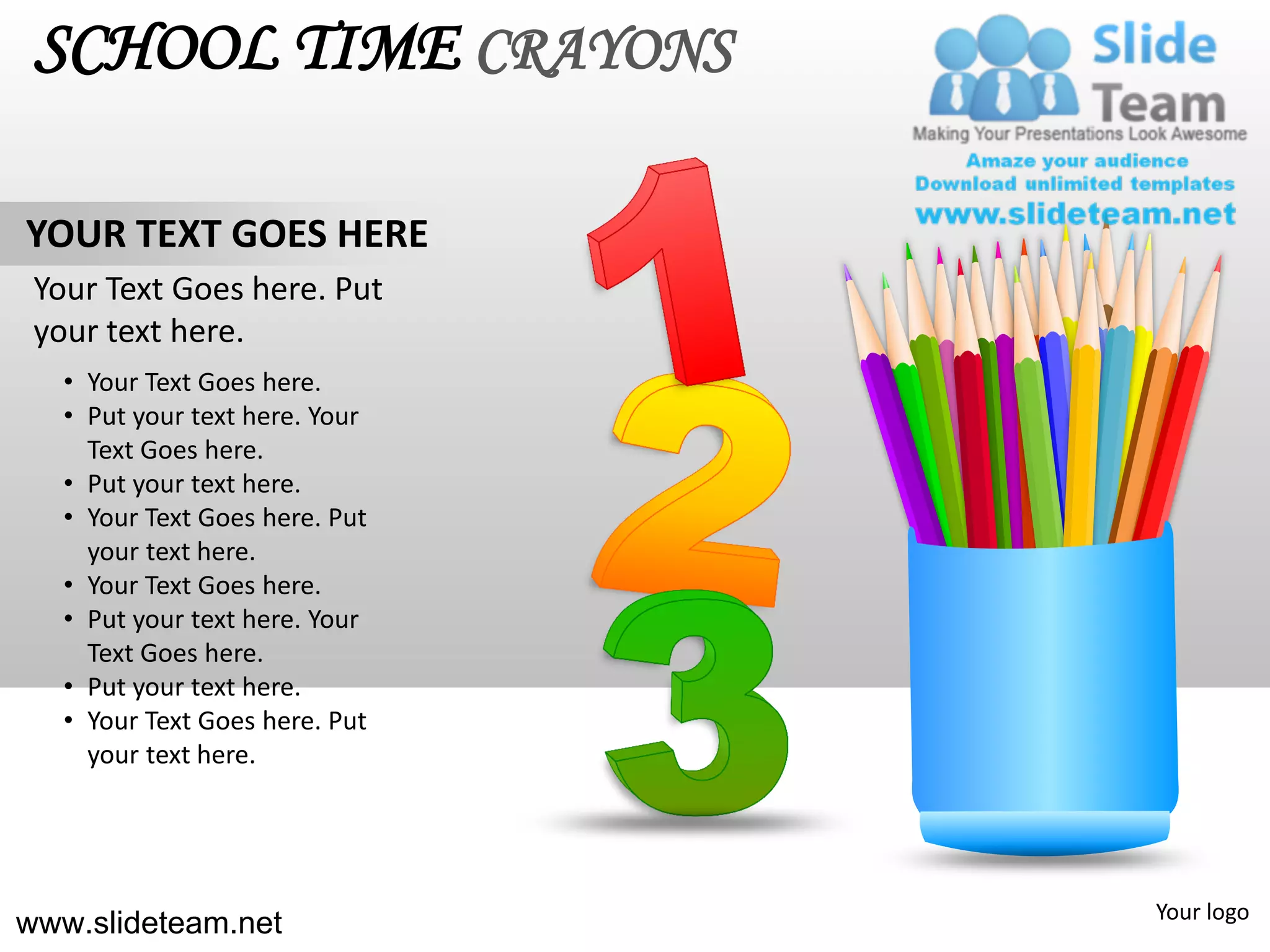 School pencils colorful children time crayons powerpoint ppt templates ...