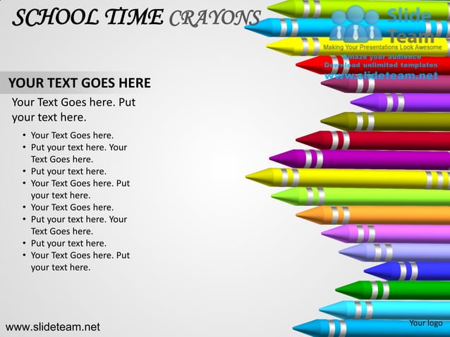 School pencils colorful children time crayons powerpoint ppt templates ...