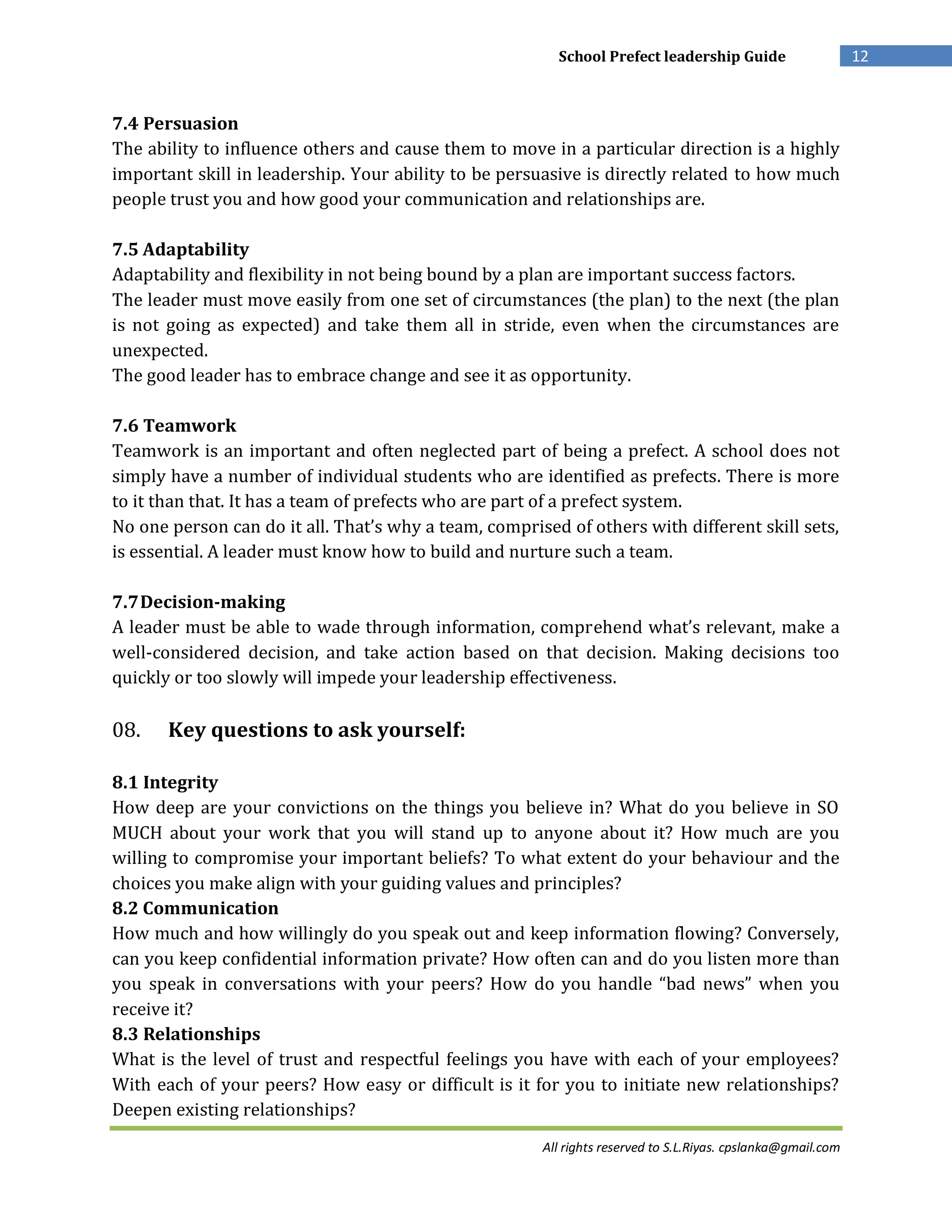 School Prefect Leadership Guide | PDF