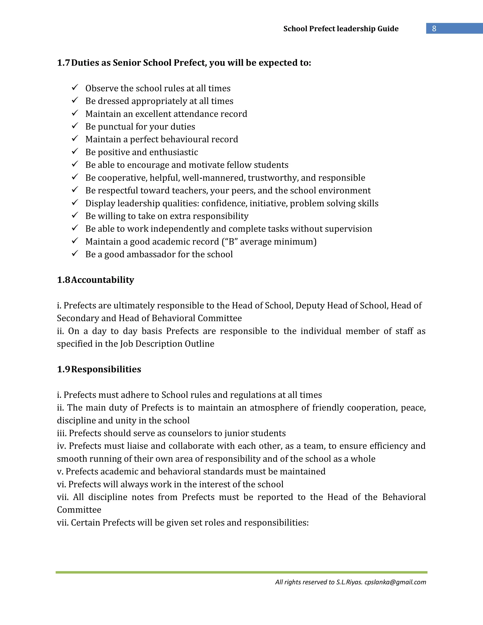 School Prefect Leadership Guide | PDF