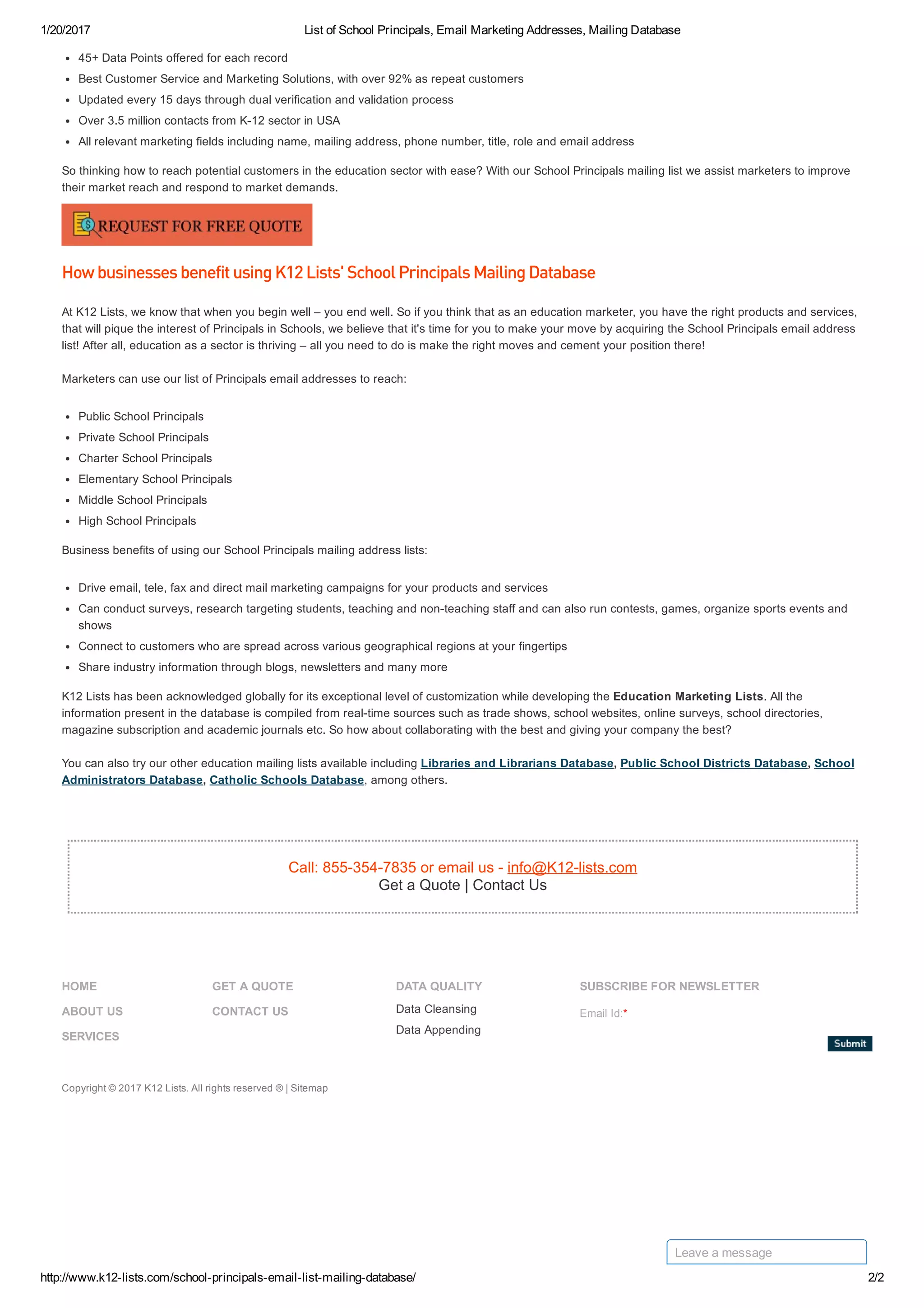 School principals email lists | PDF