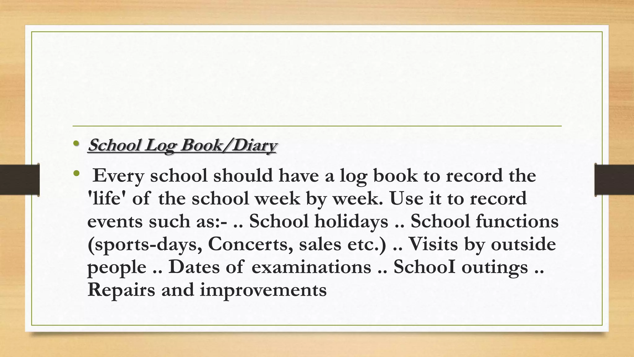 School registers & records | PPTX