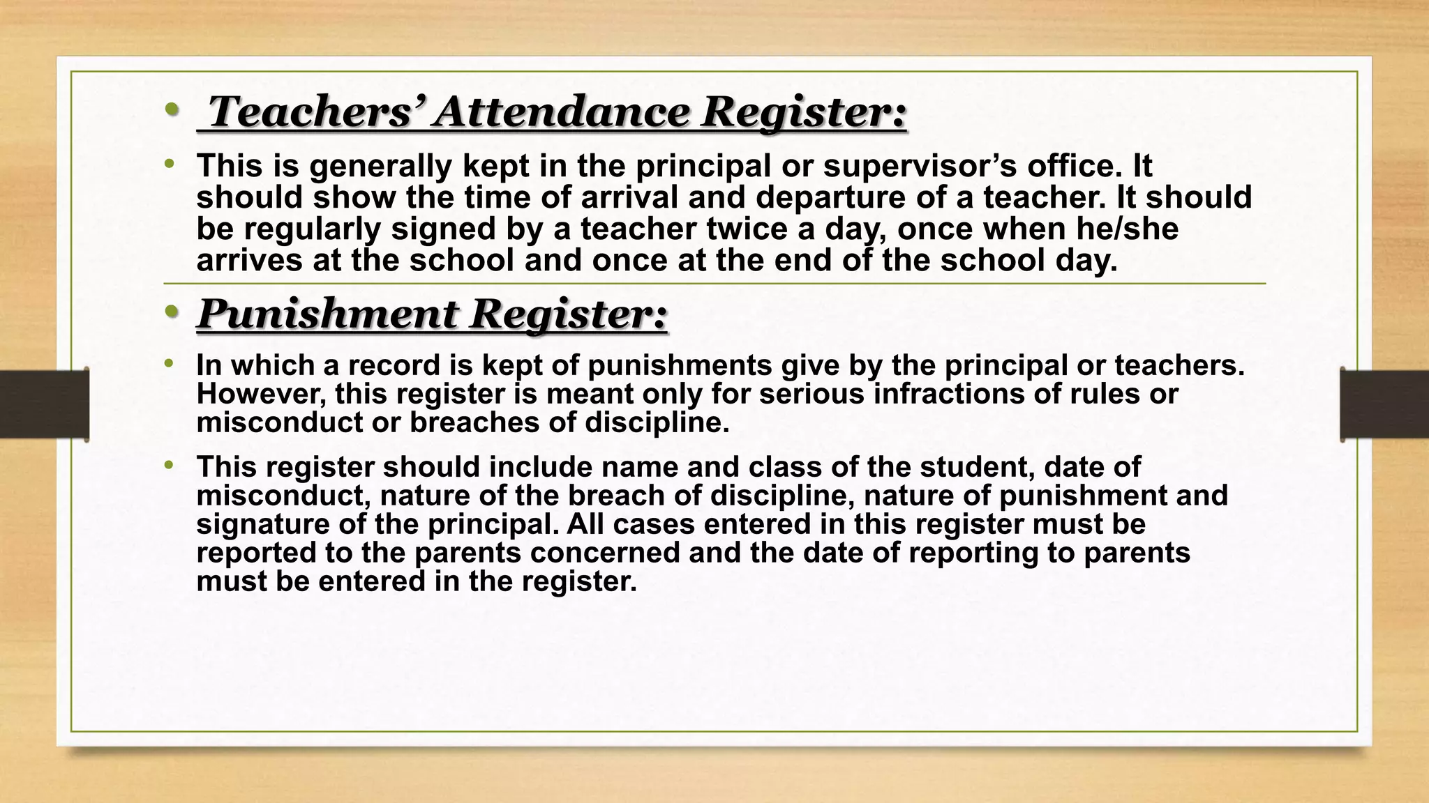 School registers & records | PPTX