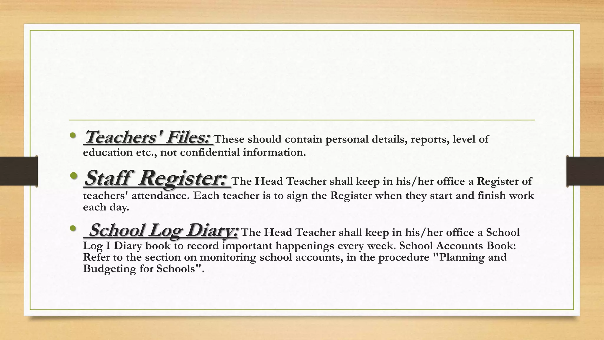 School registers & records | PPTX
