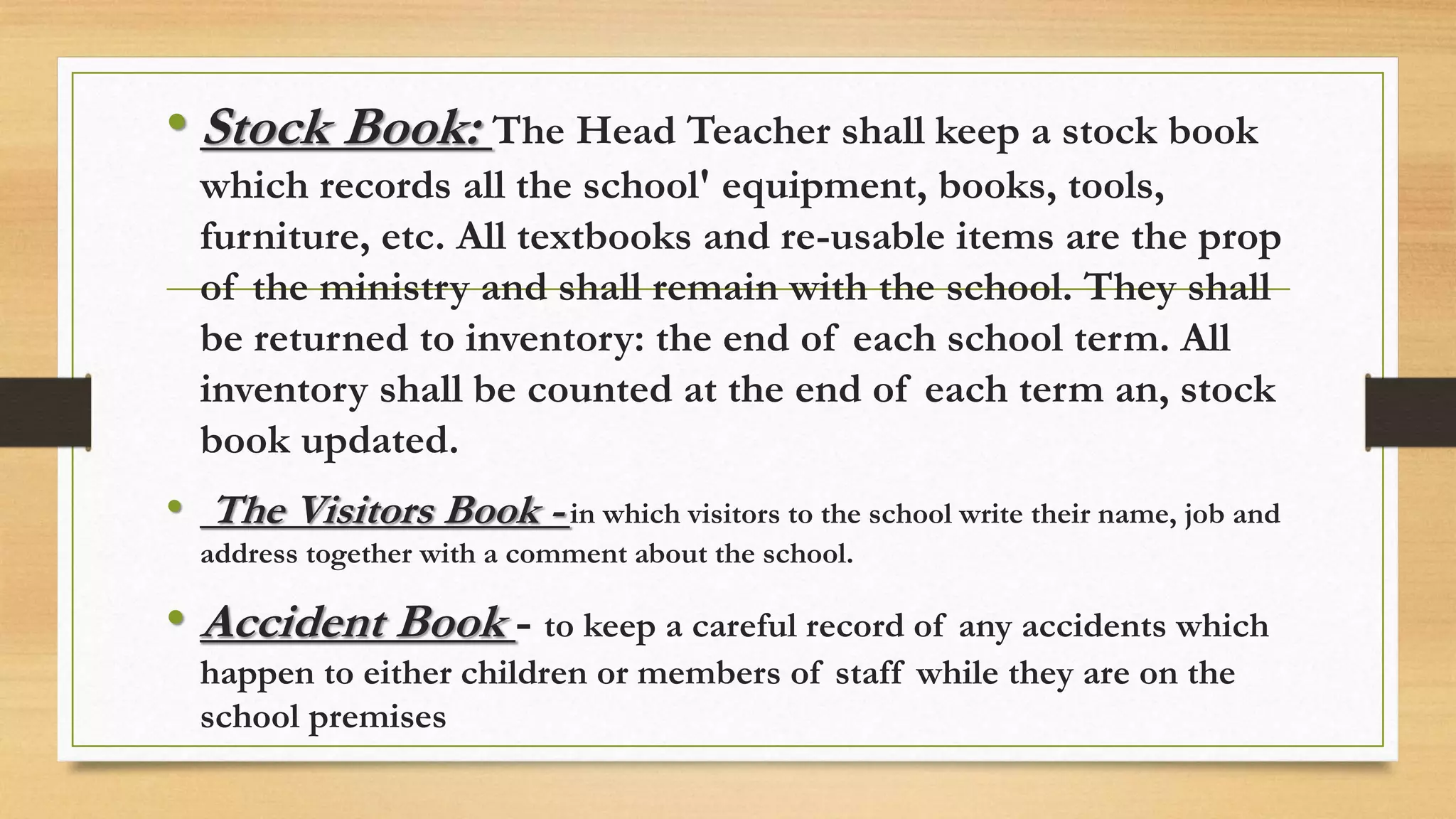 School registers & records | PPTX