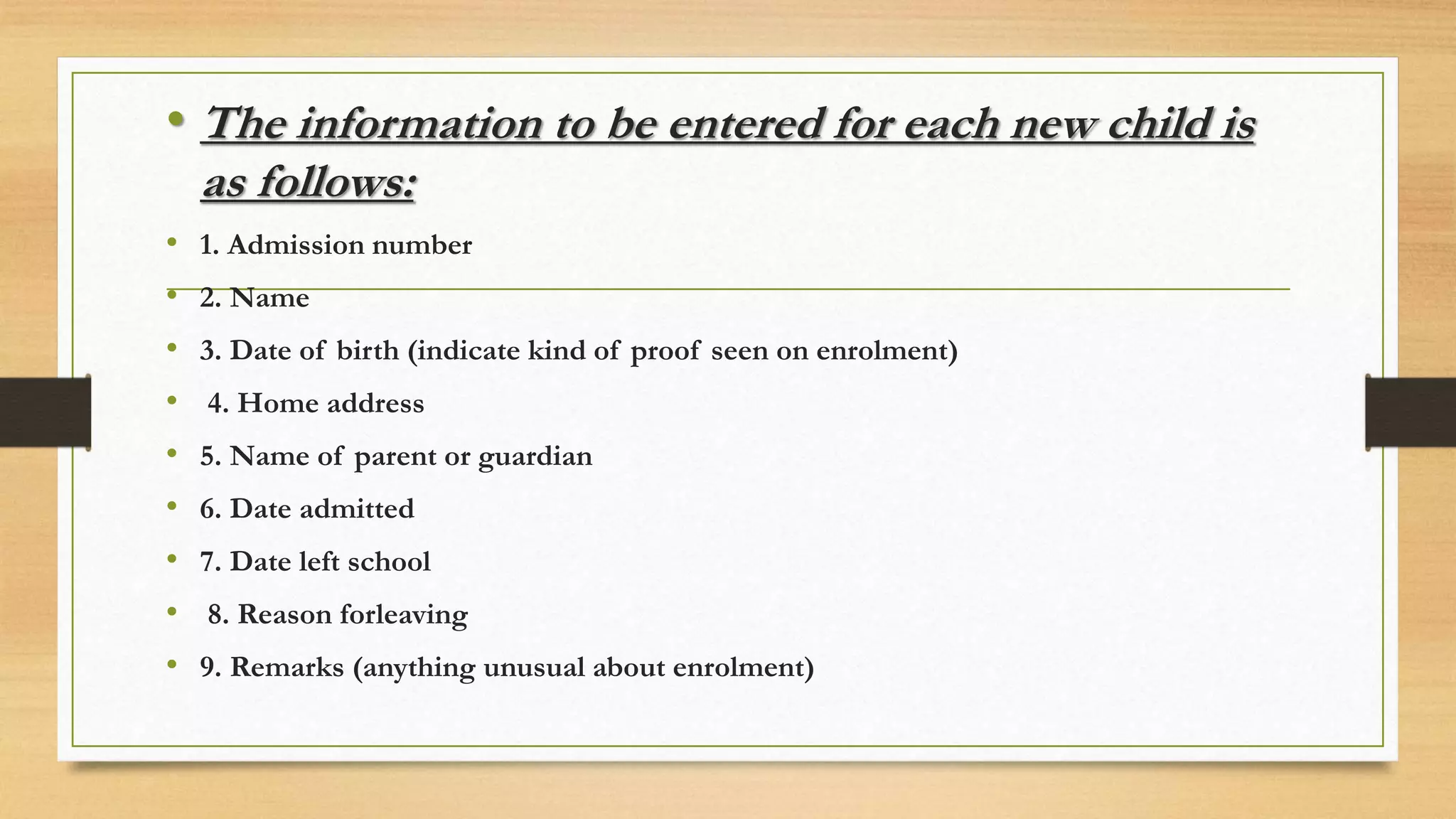 School registers & records | PPTX