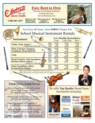 School rental flyer front 2012 | PDF | Musical Instruments | Hobbies ...