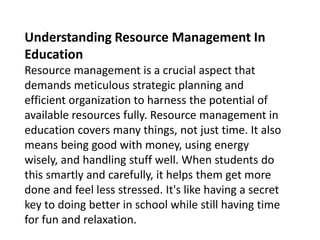 school resource management. pptx | PPTX | Homework and Study | Education