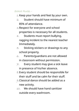 School Rules which should be maintained at school | DOCX
