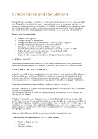 Rules And Regulations Of School