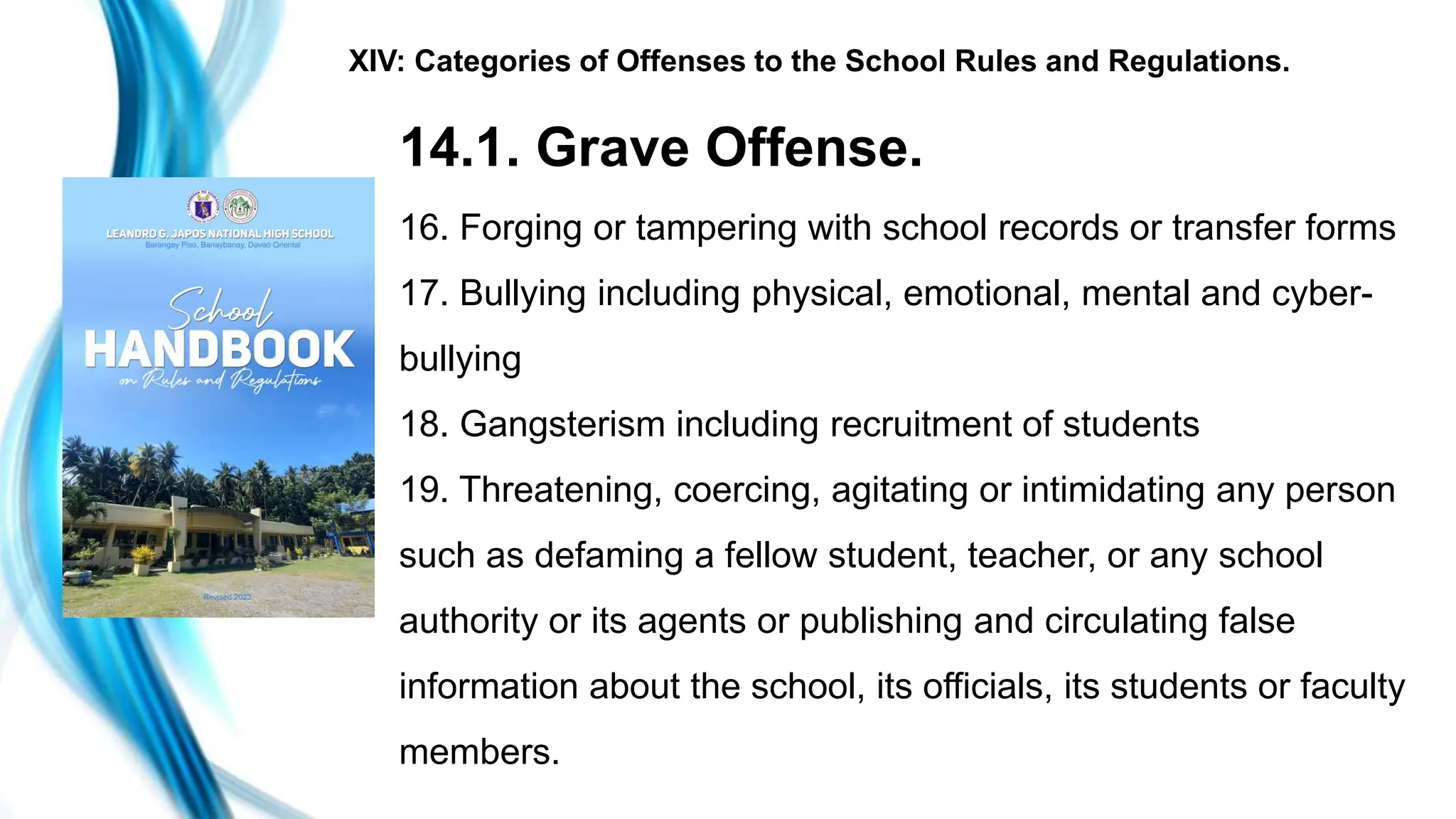 School Rules and Regulations based on Student Handbook.pptx