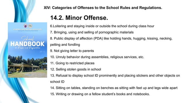 School Rules and Regulations based on Student Handbook.pptx | Homework ...