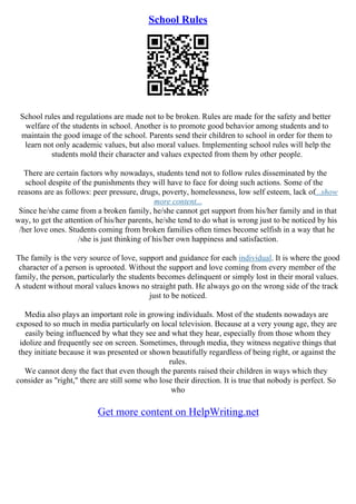 School Rules Essay | PDF | Parenting Children Aged 4-11 | Parenting