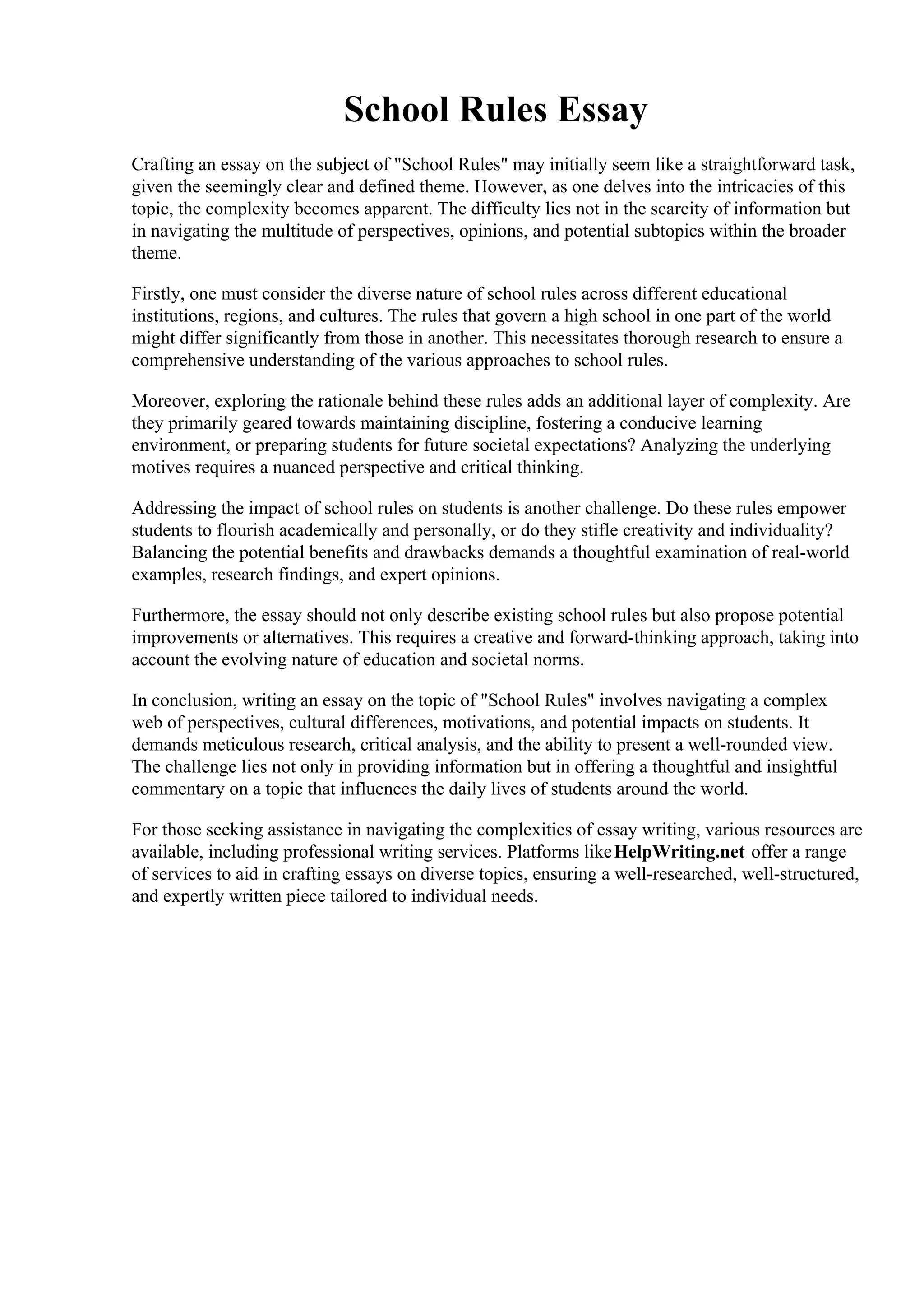 School Rules Essay | PDF