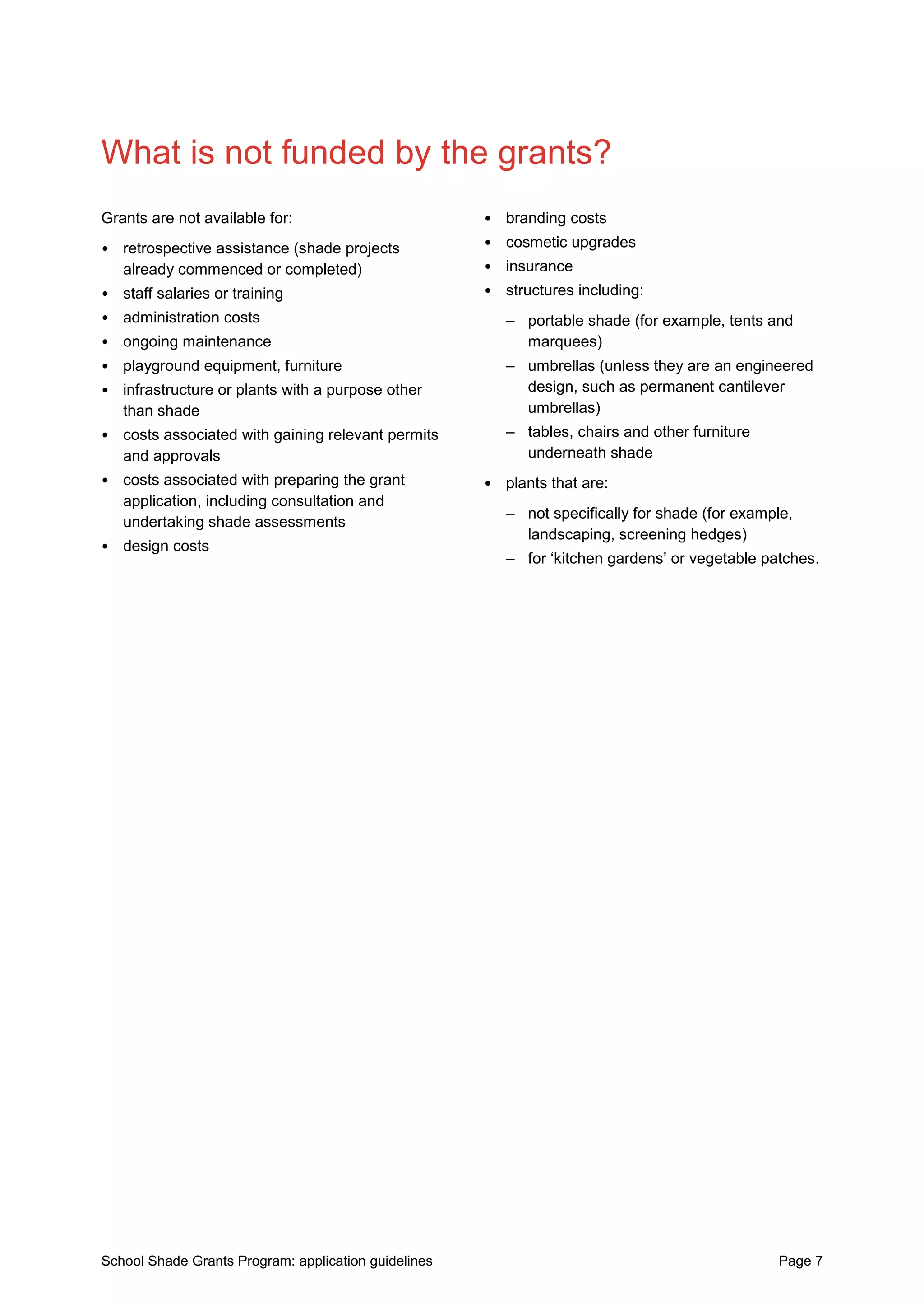 School Shade Grants Program Application Guidelines | PDF