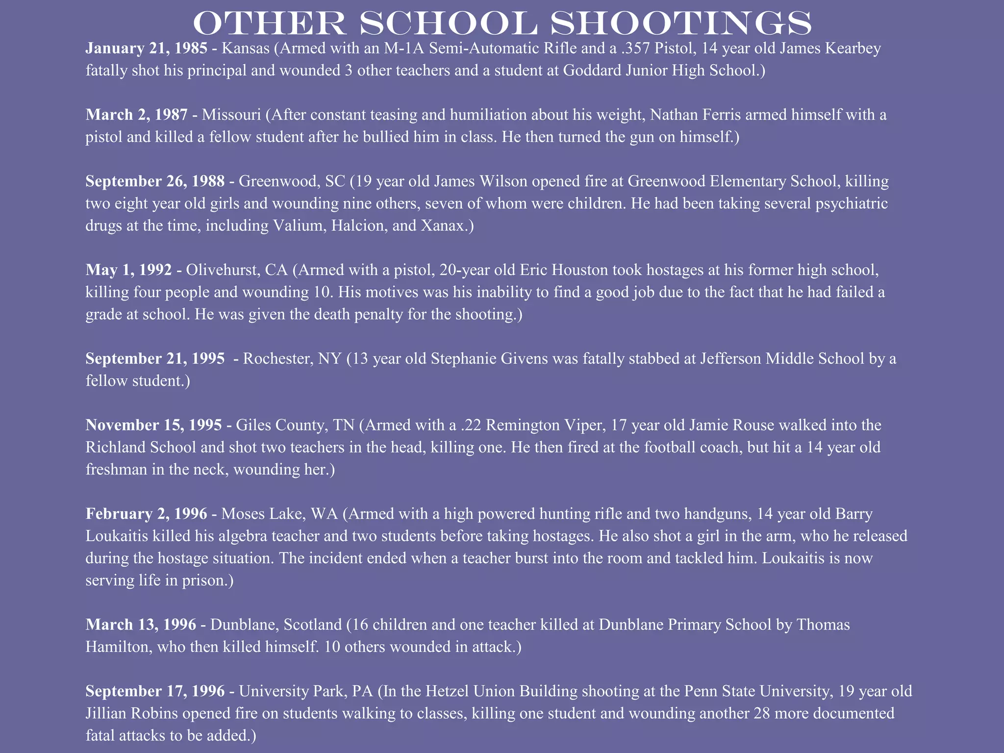 School shooting information and timeline slideshare | PPT