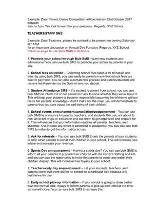 Sample SMS for Schools in India | PDF | Internet | Computing