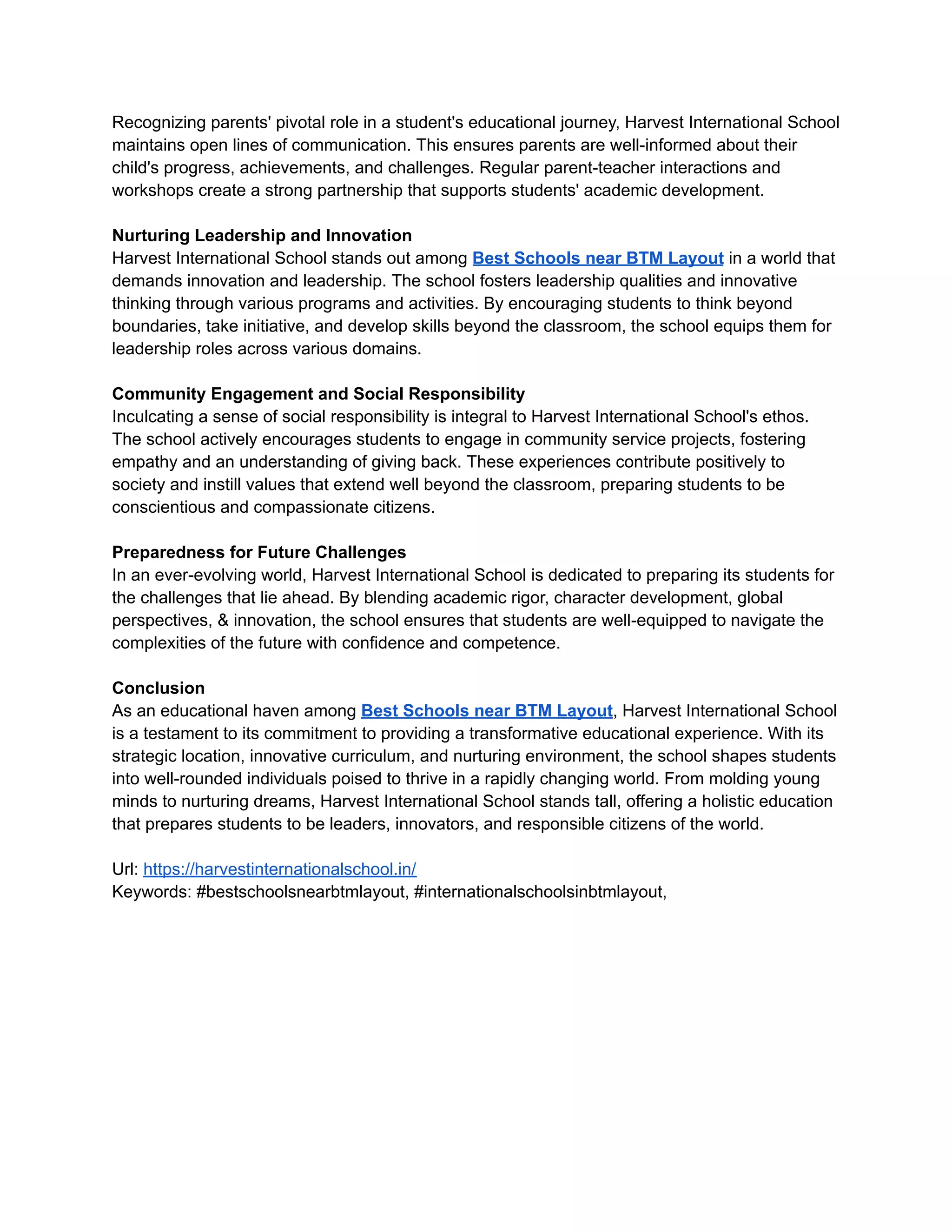 Schools near BTM Layout_ Harvest International School.pdf