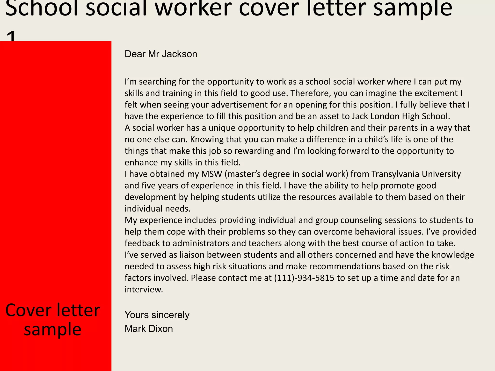 School social worker cover letter | PPTX
