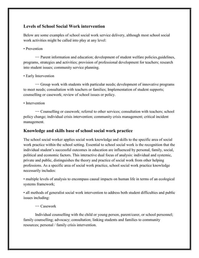 School social work practice | PPTX | Professional School | Postgraduate ...