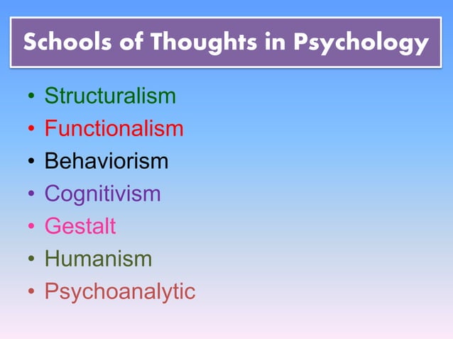 Schools of Psychology - Structuralism, Functionalism, Behaviorism ...