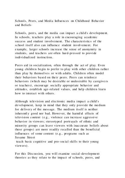 Schools, Peers, and Media Influences on Childhood Behavior and Belie | PDF
