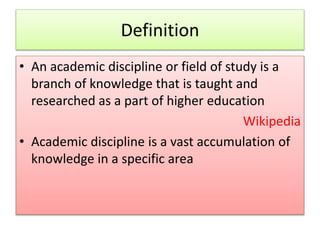 School subject & academic discipilne | PPTX